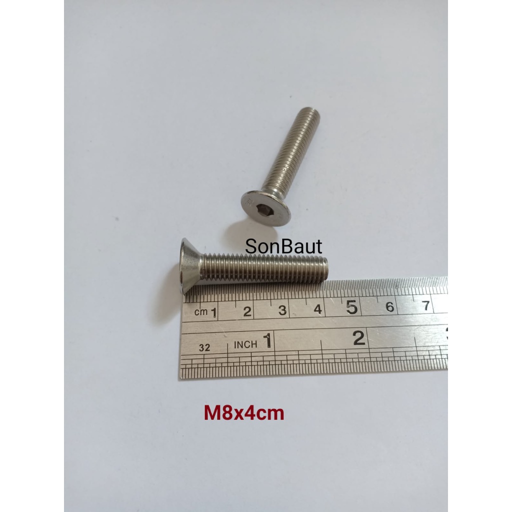 Jual Baut L 12 4cm verseng m8x40 Stainless Stainlis Anti Karat 304 JFL ...