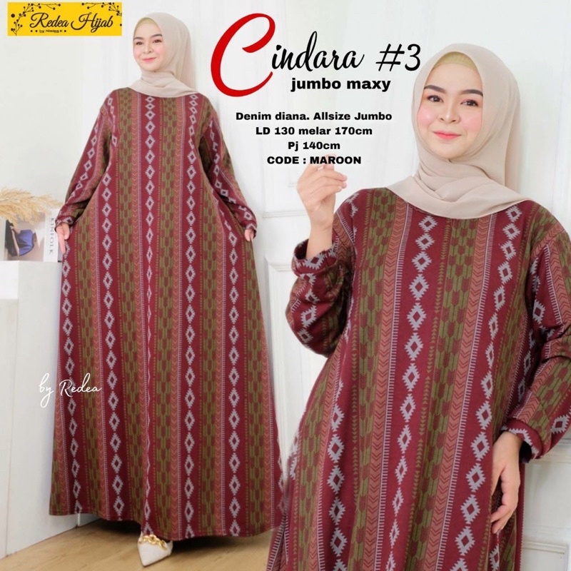 Jual Cindara Maxy - LD120-130 Gamis Diana Denim Jumbo Bigsize Oversize ...