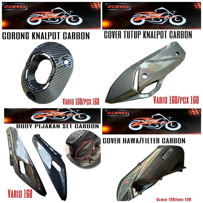 Jual Acc Carbon Import Vario160 Pcx160 - Cover Knalpot / Filter Hawa ...