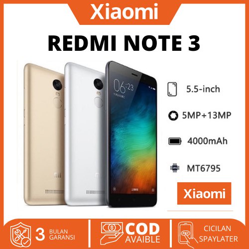 Jual xiaomi redmi note 3 ram 3gb internal 32gb helio mediatek | hp ...