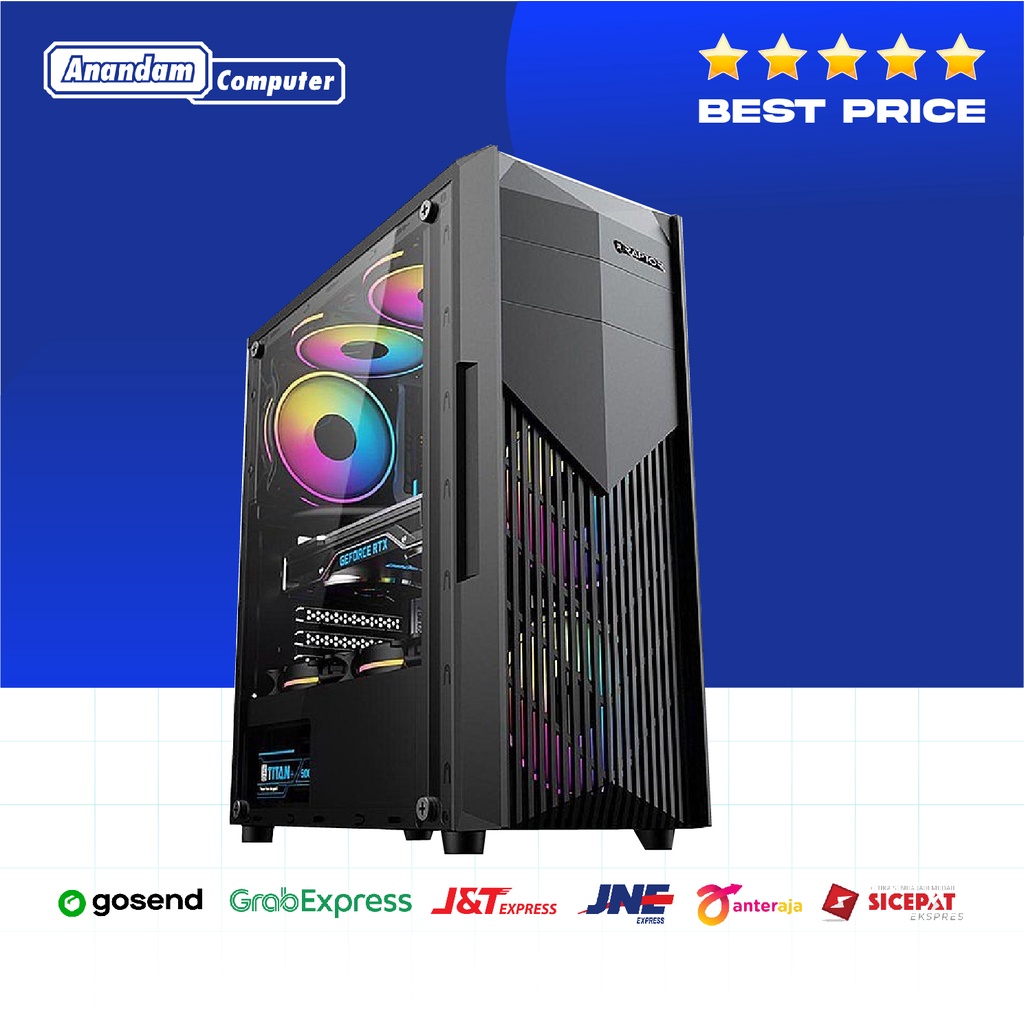 Jual Power UP RAPTOR 1650 - Include 2 FAN LED Casing PC Gaming Black ...