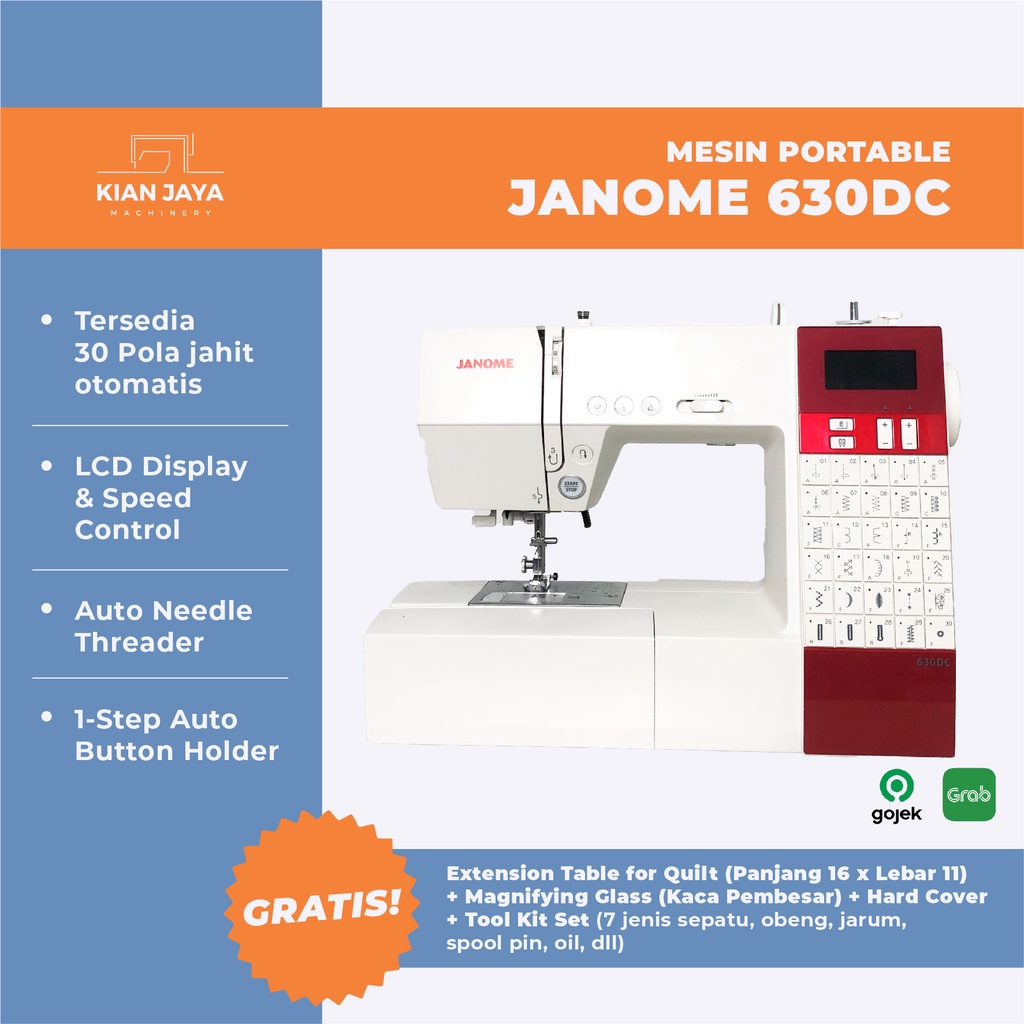 Jual Mesin Jahit Portable Janome 630DC | Mesin Jahit Digital Computerized Janome 630DC | Shopee ...
