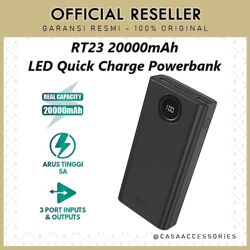 Jual Robot RT23 20000mAh Powerbank 22.5W LED Fast Quick Charge PD QC3.0 ...