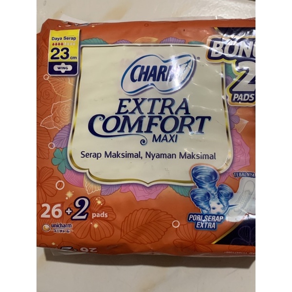 Jual CHARM Extra Comfort Maxi Pembalut Wing / Non Wing 26cm / 23cm ...
