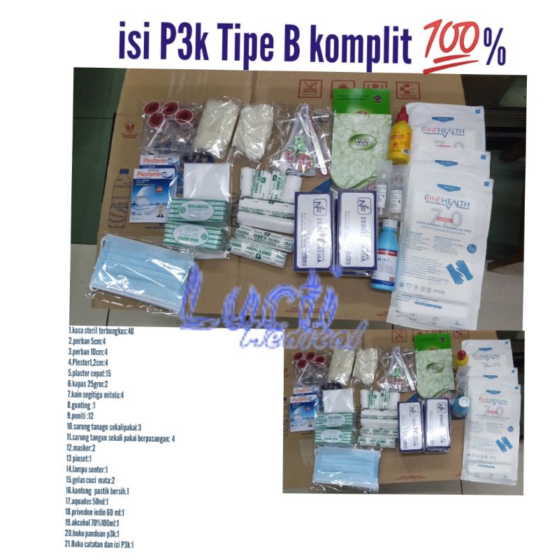 Jual Isi P3K dinding tipe B komplit / isi P3k tipe B / Iki kotak P3k ...