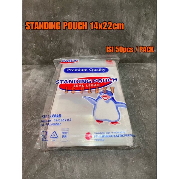 Jual Standing Pouch 14x22 Double Seal BLUTOP / Plastik Klip Berdiri ...