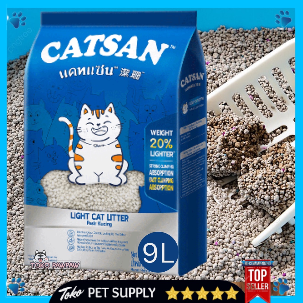 Jual CATSAN CAT LITTER 9L / PASIR KUCING CAT NEW 9L Pasir Kucing Gumpal ...