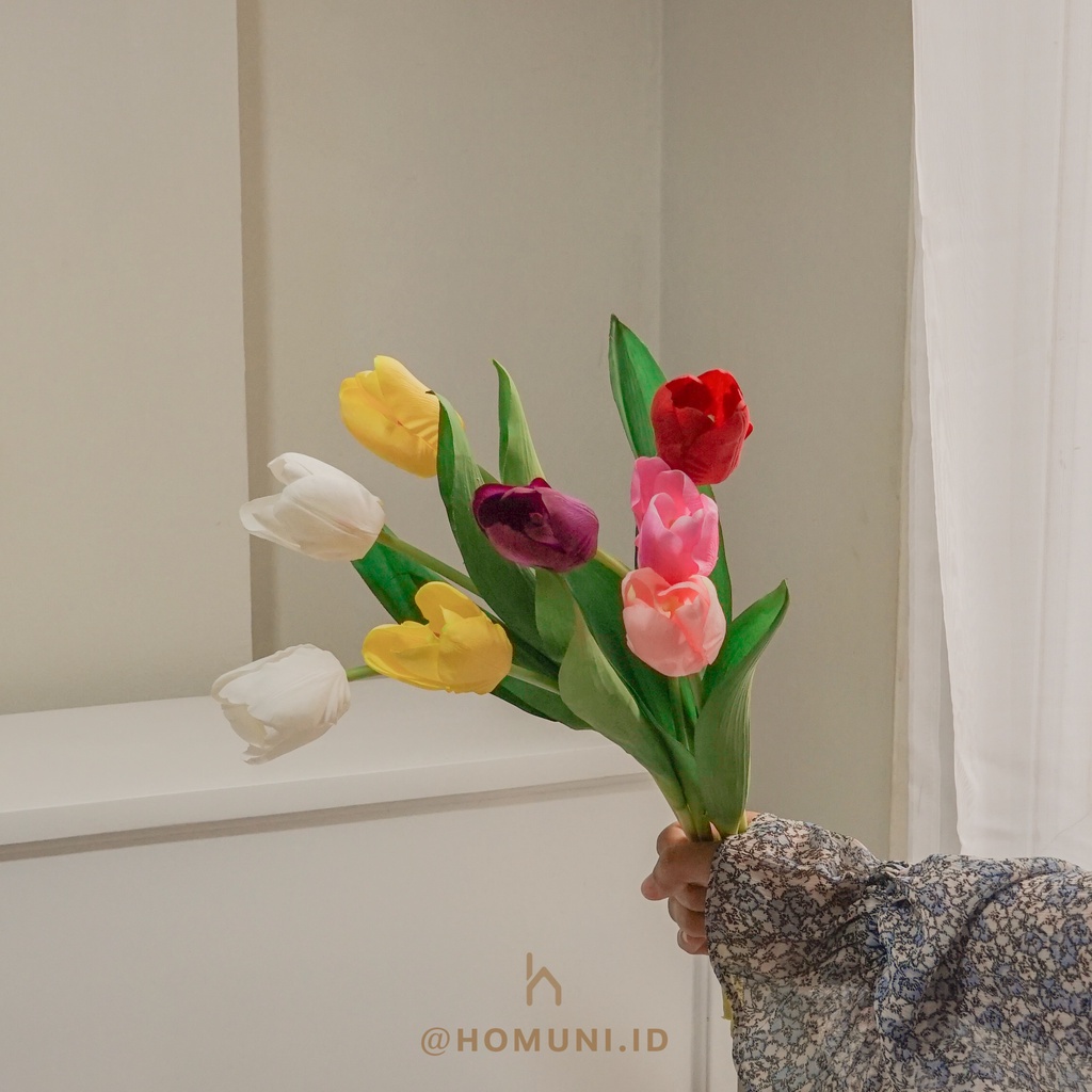 Jual High Quality Tulip Latex Artificial Silk Flower/Bunga Tulip Palsu ...