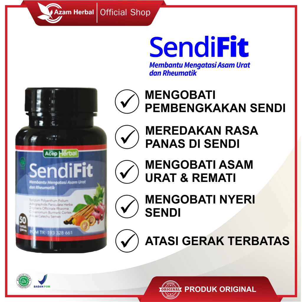 Jual Obat Asam Urat Rematik Sakit Pinggang Saraf Kejepit SendiFit Isi ...