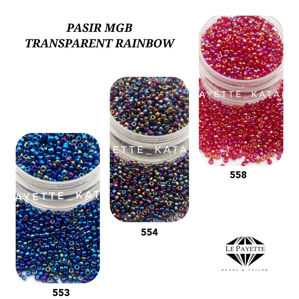 Jual Payet Pasir MGB Transparent Rainbow 12/O - (553-558) | Shopee ...