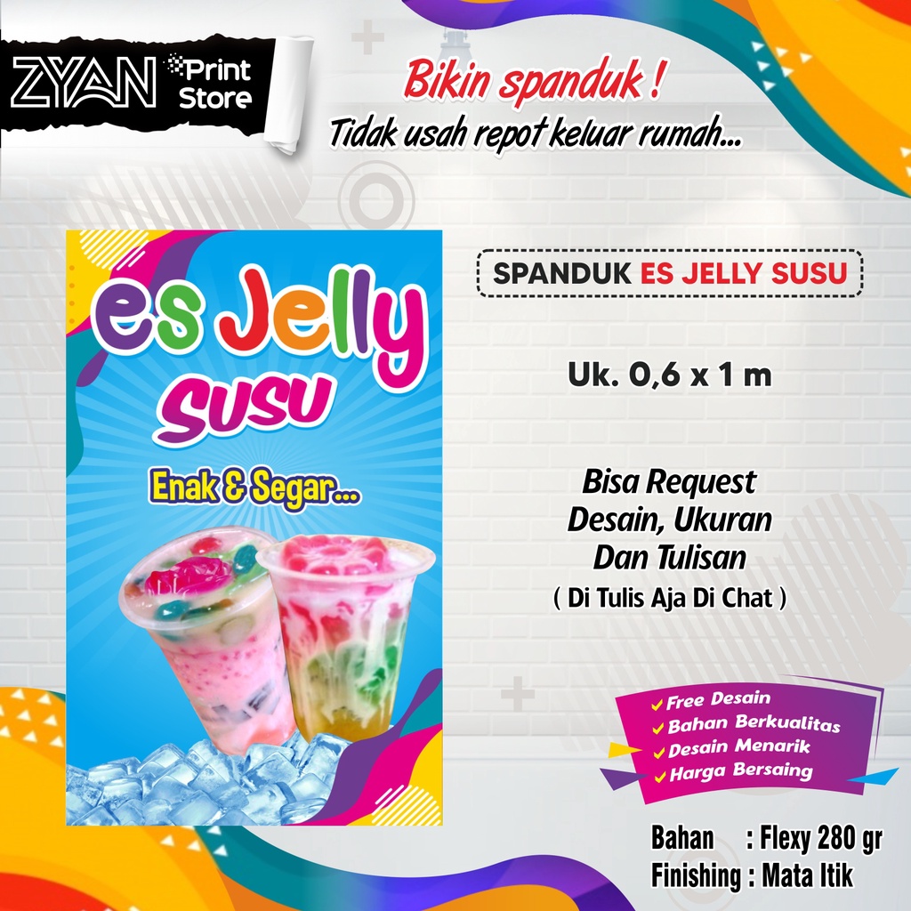Jual SPANDUK BANNER ES JELLY SUSU, BOLA JELLY /JELLY BALL | Shopee Indonesia