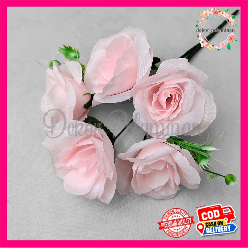 Jual BUNGA MAWAR ROSE TANGKAI 5 MURAH ARTIFICIAL - MAWAR PLASTIK ROSE ...