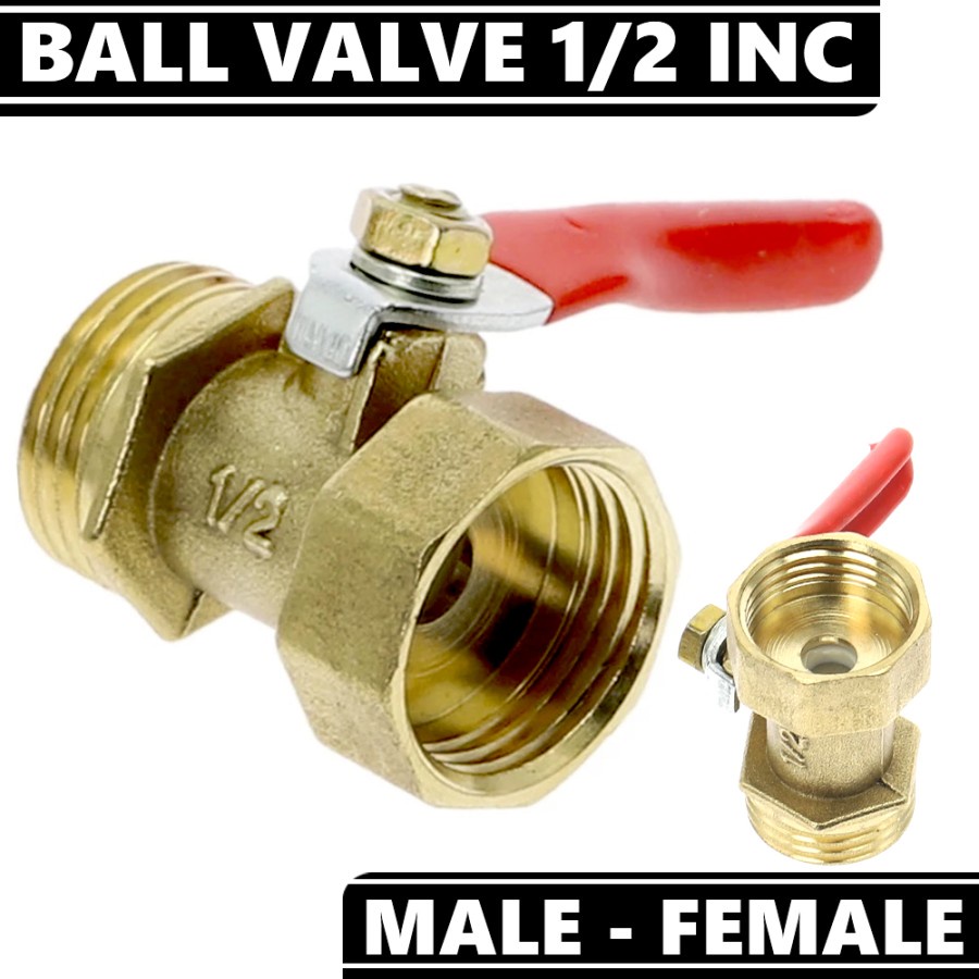 Jual ball valve stop kran 1/2 inch drat luar x drat dalam bahan kuningan | Shopee Indonesia