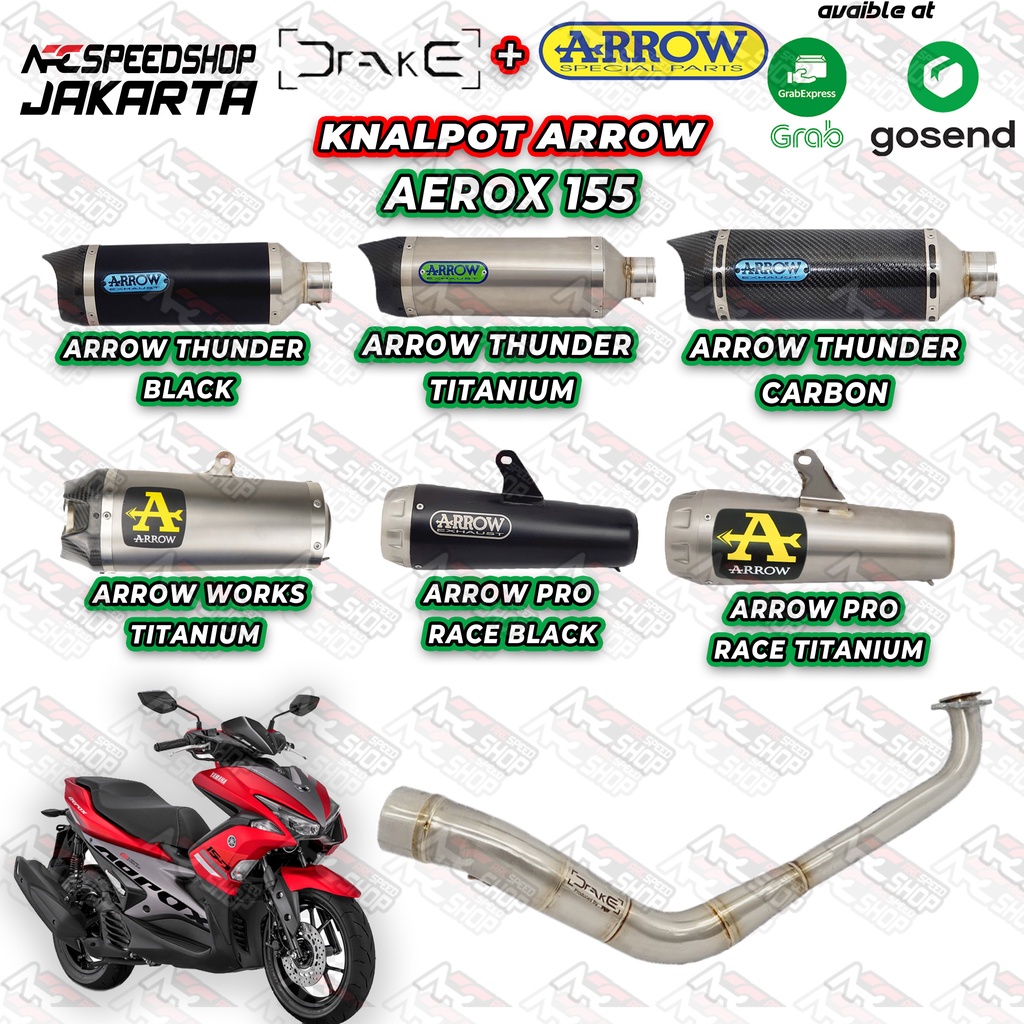 Jual HEADER STAINLESS DRAKE YAMAHA AEROX 155 + SILENCER ARROW SERIES ...