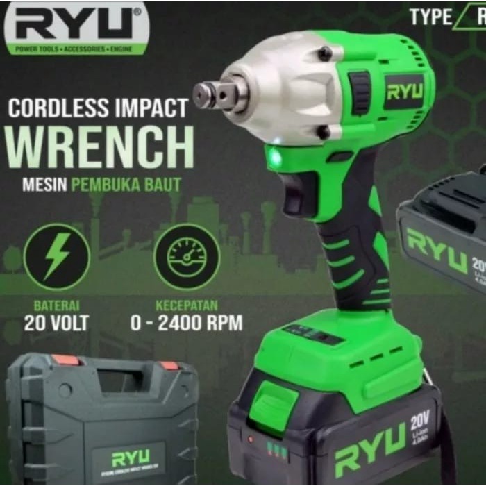 Jual RYU - IMPACT WRENCH BATERAI CORDLESS IMPACT WRENCH 20V (RCW 20V ...