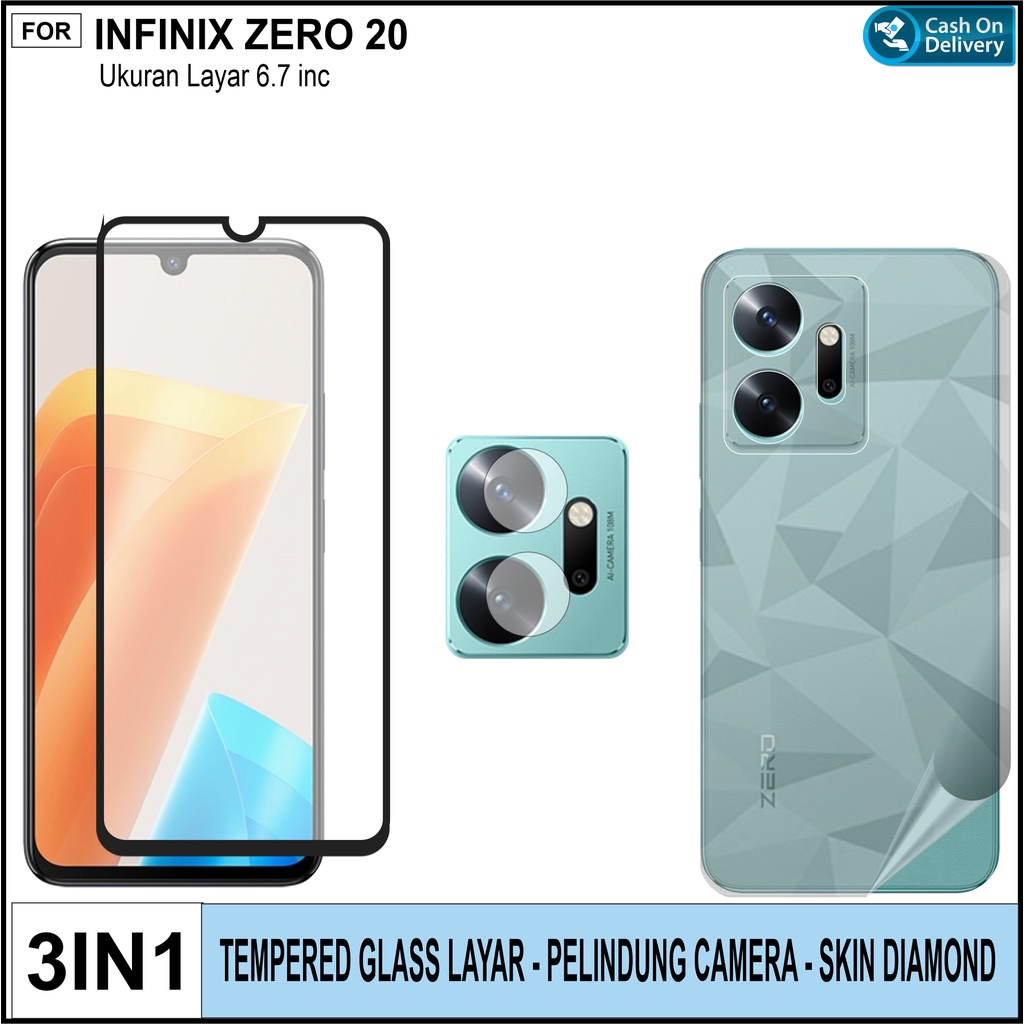 Jual Tempered Glass Layar Infinix Zero 20 Paket 3in1 Free Tempered Glass Camera Dan Skin Carbon ...