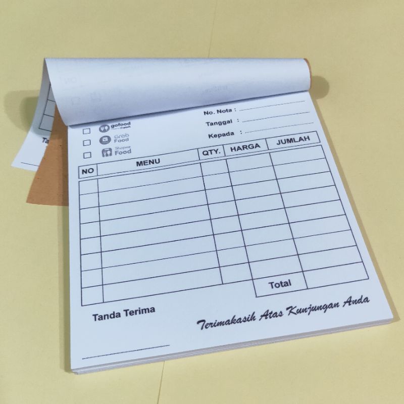 Jual NOTA PENJUALAN MAKANAN gofood grabfood | Shopee Indonesia