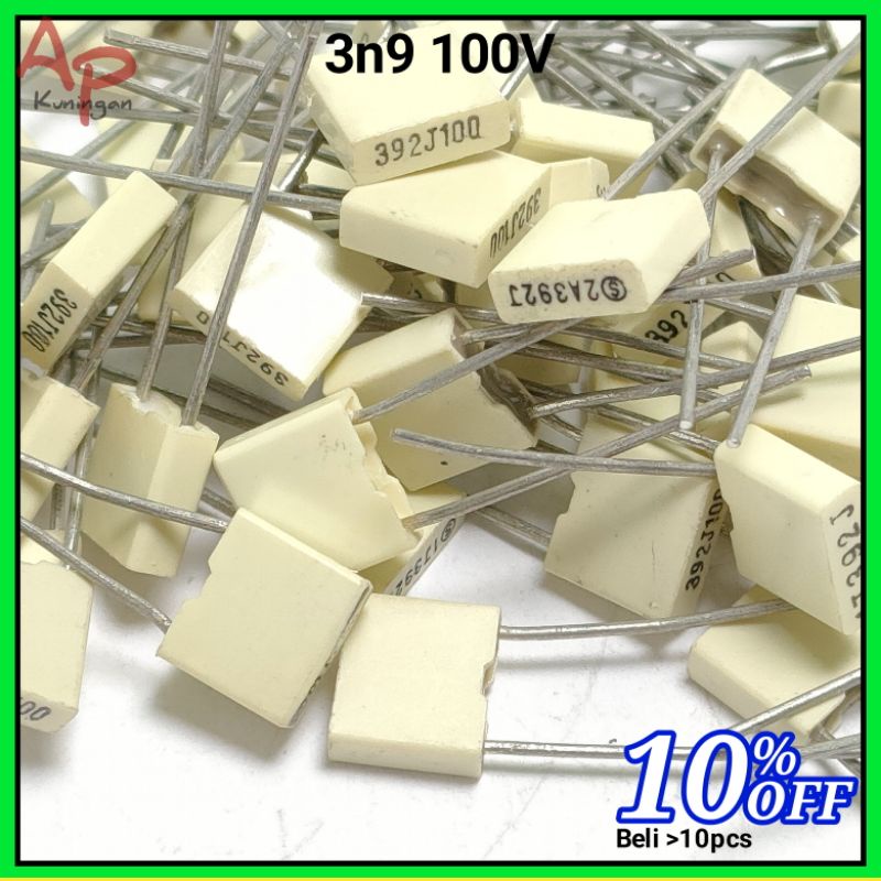 Jual 10pcs capacitor mkm kapasitor 3n9 3,9n 392j 392 kualias bagus ...