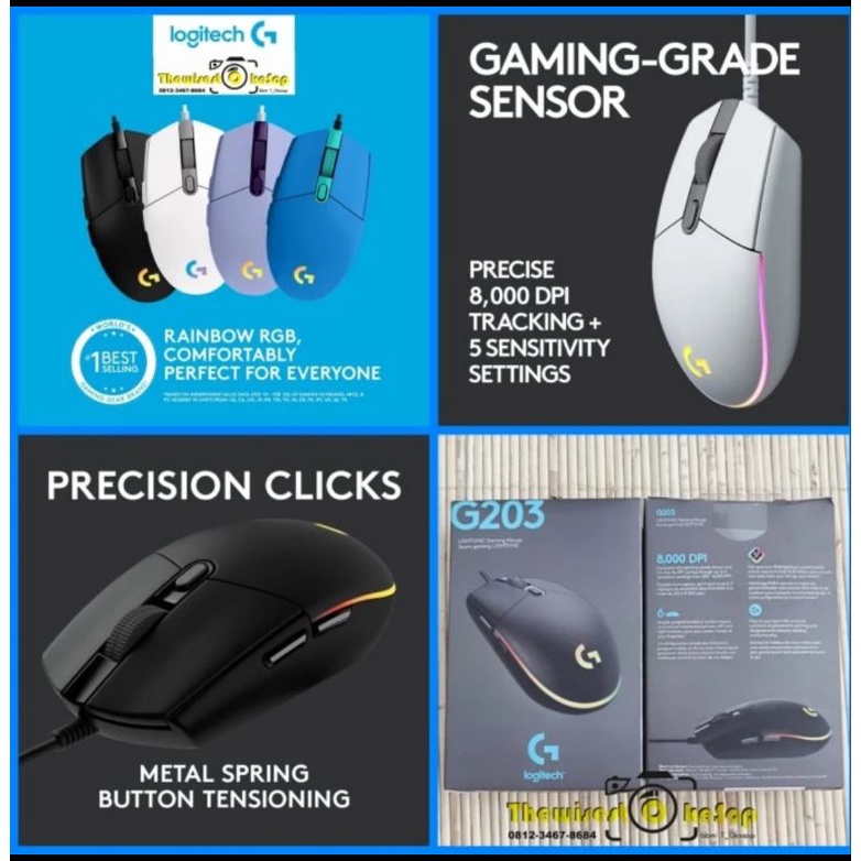 Jual Logitech G203 Gaming Mouse Lightsync for Gamer 8000DPi | Shopee ...
