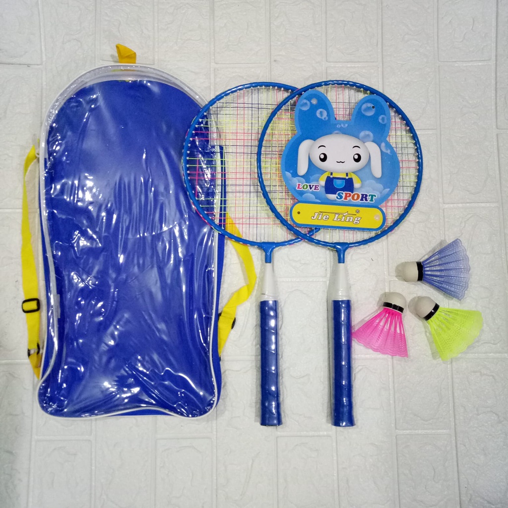 Jual RAKET BADMINTON ANAK JEILING KECIL SET (ISI 2 FREE KOK PLASTIK ...