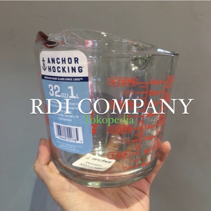Jual Gelas ukur takar ANCHOR Not Pyrex 1000ml / 1 Liter / 32 Oz kaca ...