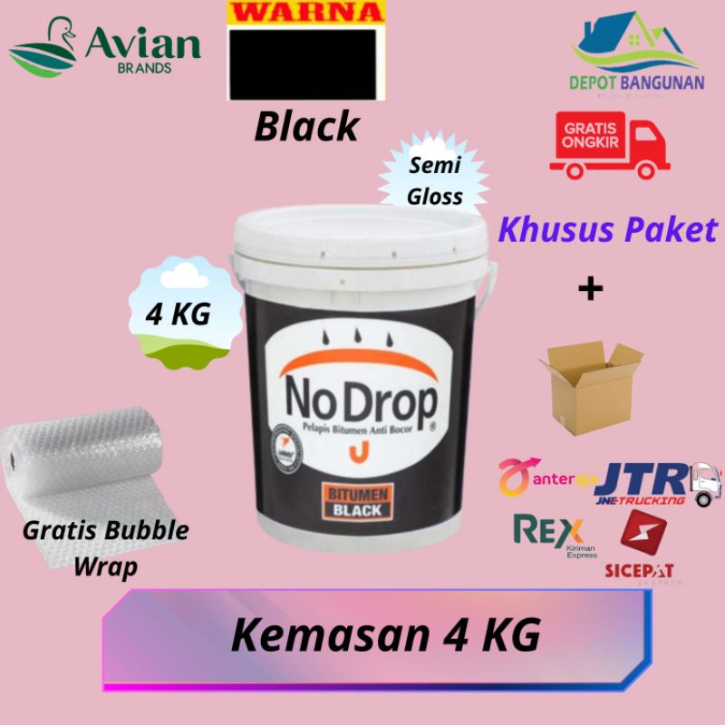 Jual Bitumen Black Waterproofing Cat Pelapis Bitumen No Drop 4 KG PAKET ...