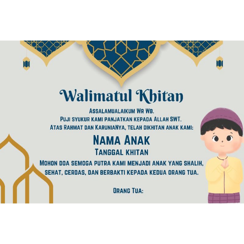 Jual KARTU KHITANAN / KARTU WALIMATUL KHITAN / KARTU TASYAKURAN KHITANAN/ SYUKURAN KHITANAN ...