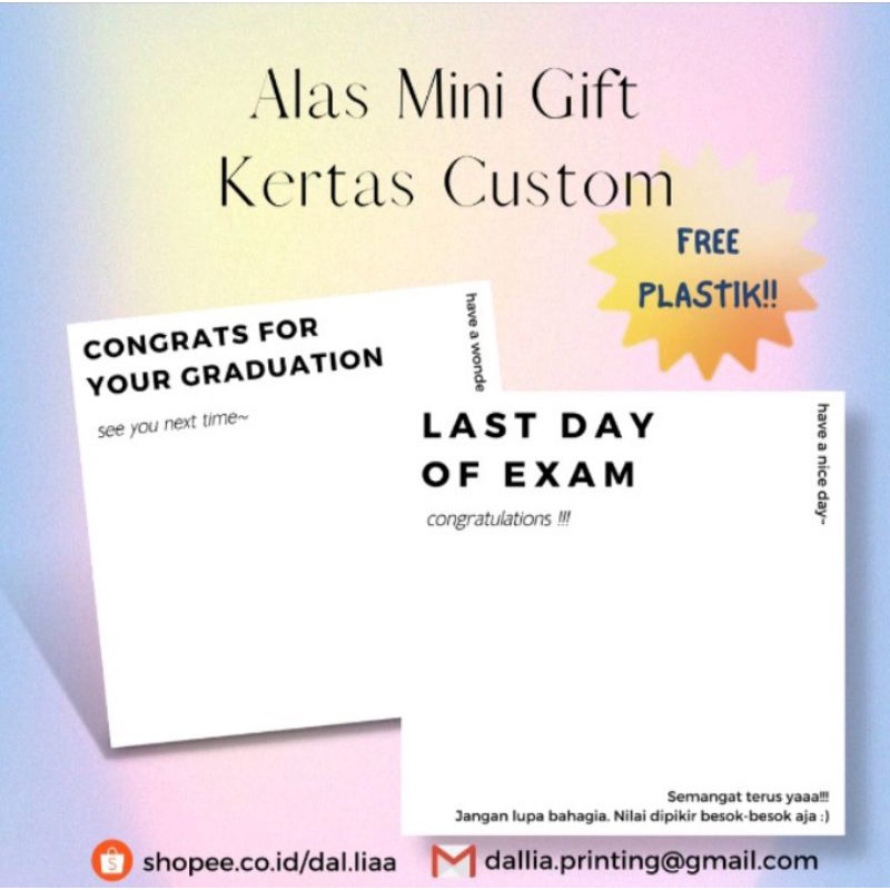 Jual Alas Mini Gift Custom isi 100pcs | Alas Packing Free Plastik ...