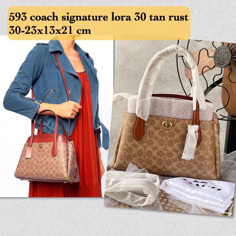 Jual Tas wanita coach original lora 30 signature khaki tan rust ...