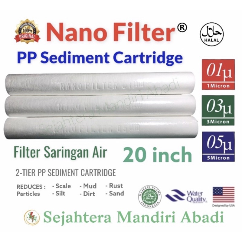 Jual Nano 20 Inch Filter Air Saringan PP Sediment Catridge Spon 01 ...
