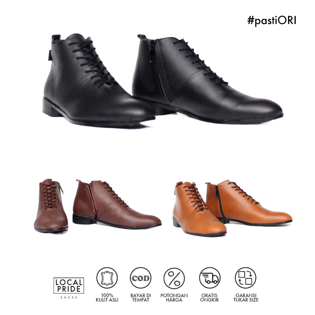 Jual Sepatu Pantofel Tinggi Pria Zipper Sleting Kulit Formal Kerja ...