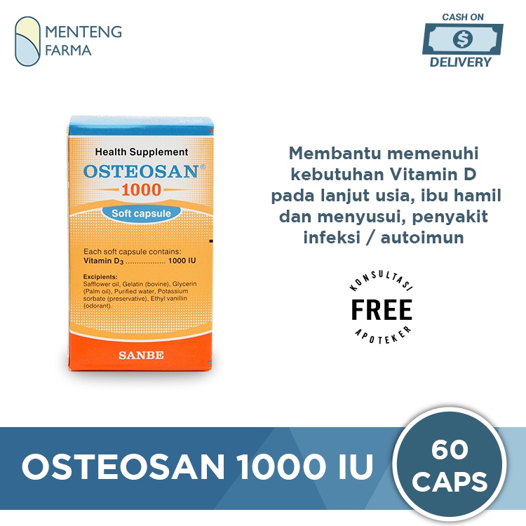 Jual Osteosan 1000 IU 60 Kapsul - Suplemen Vitamin D3, Kesehatan Tulang ...