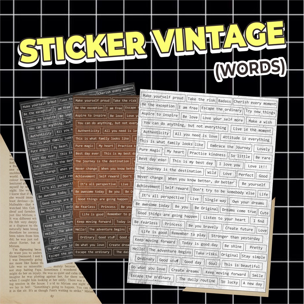 Jual STICKER VINTAGE WORDS | STIKER SCRAPBOOK | STIKER AESTHETIC ...