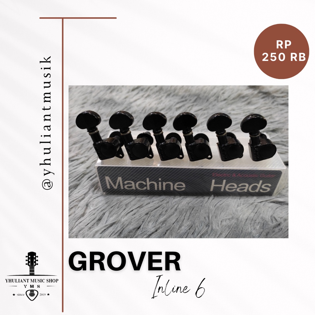 Jual Dryer tuning Machine head Grover inline 6 Black | Shopee Indonesia