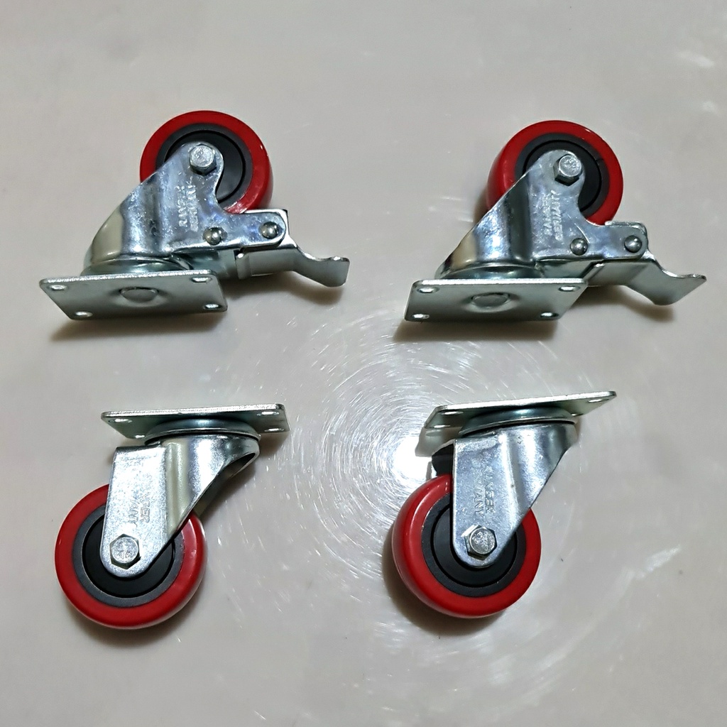 Jual Roda Rak pu Merah 2 inch Ranger ( 2muter+rem 2muter ) | Shopee ...