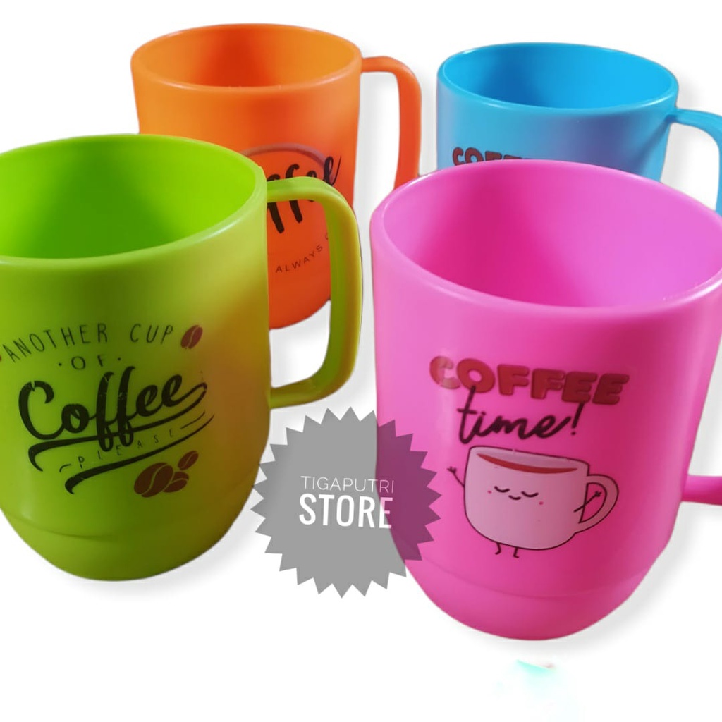 Jual 6 PCS GELAS PLASTIK COFFE / CANGKIR / MUG PLASTIK | Shopee Indonesia