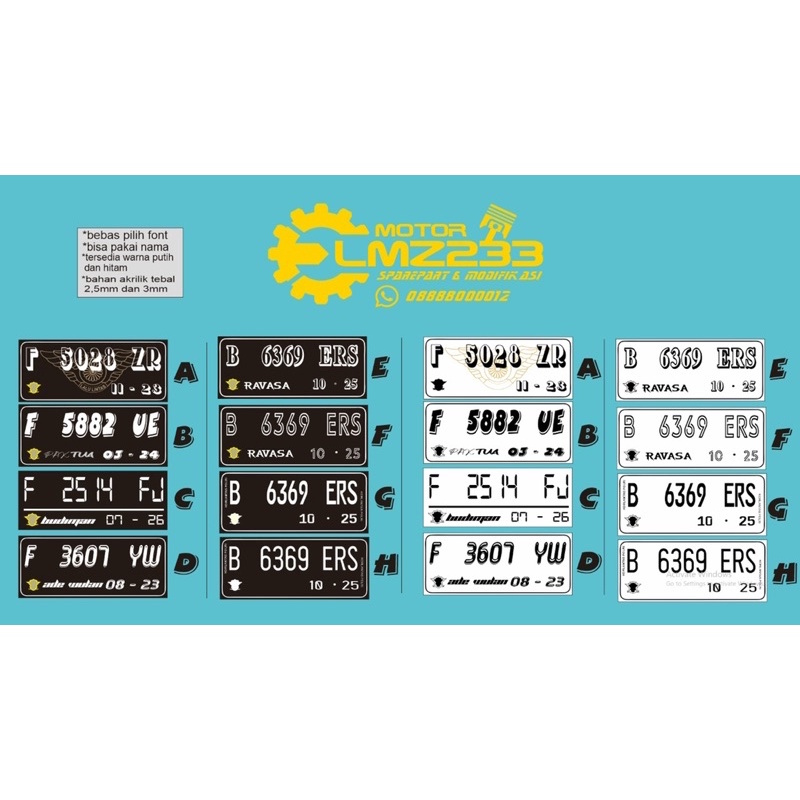 Jual Plat nomor motor variasi akrilik (costum nama) | Shopee Indonesia