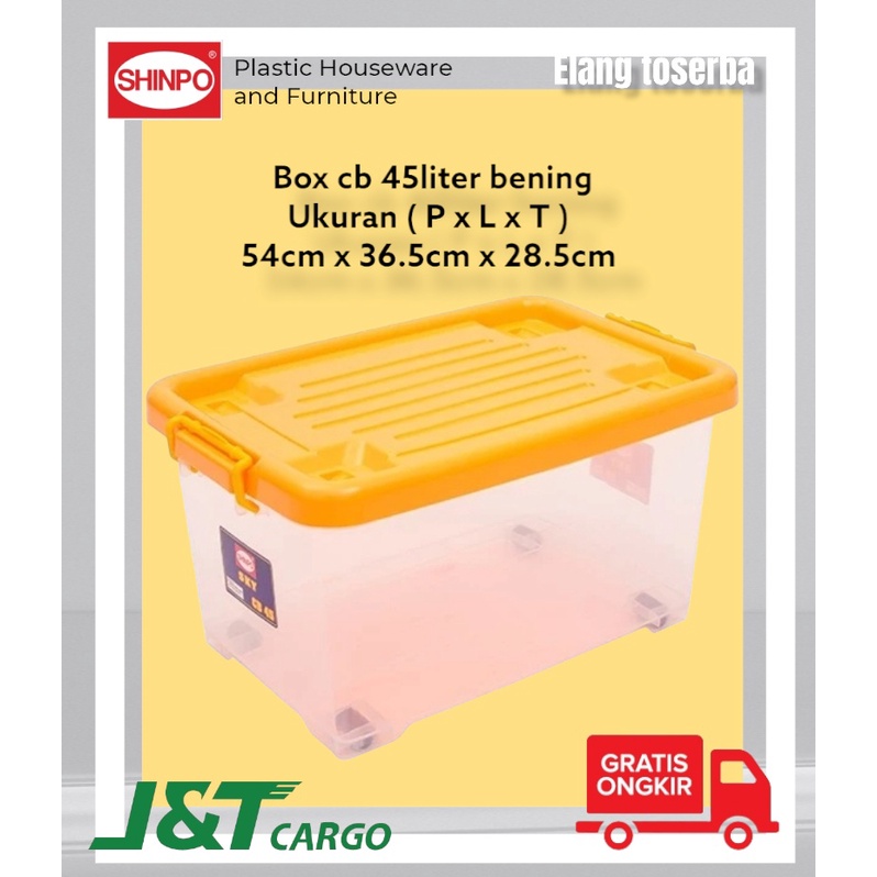 Jual Shinpo Container box Plastik 45liter Dengan 4 roda 111 CB 45liter ...