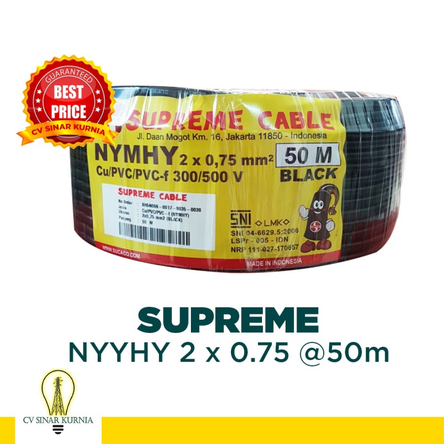 Jual Kabel Listrik NYYHY 2x0.75 mm 2x0,75 SUPREME| SUPREME Kabel NYYHY| 50M MURAH | Shopee Indonesia