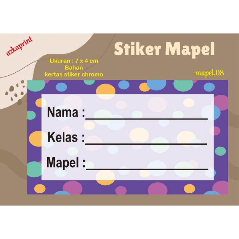 Jual PER 20 PCS CETAK STICKER MAPEL / STICKER CHROMO /STICKER NAMA DI ...