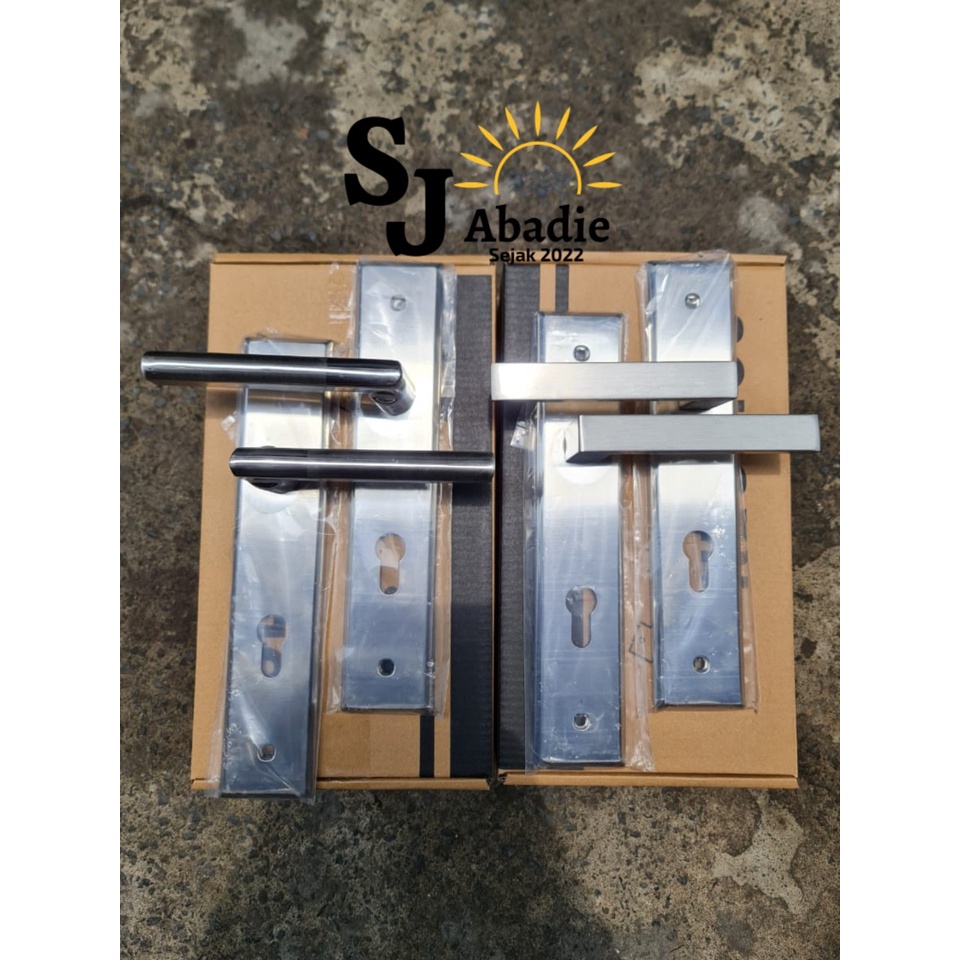 Jual (1 SET) Handle Gagang Kunci Pintu Plat SOLIGEN Tanpa Body Bulat ...