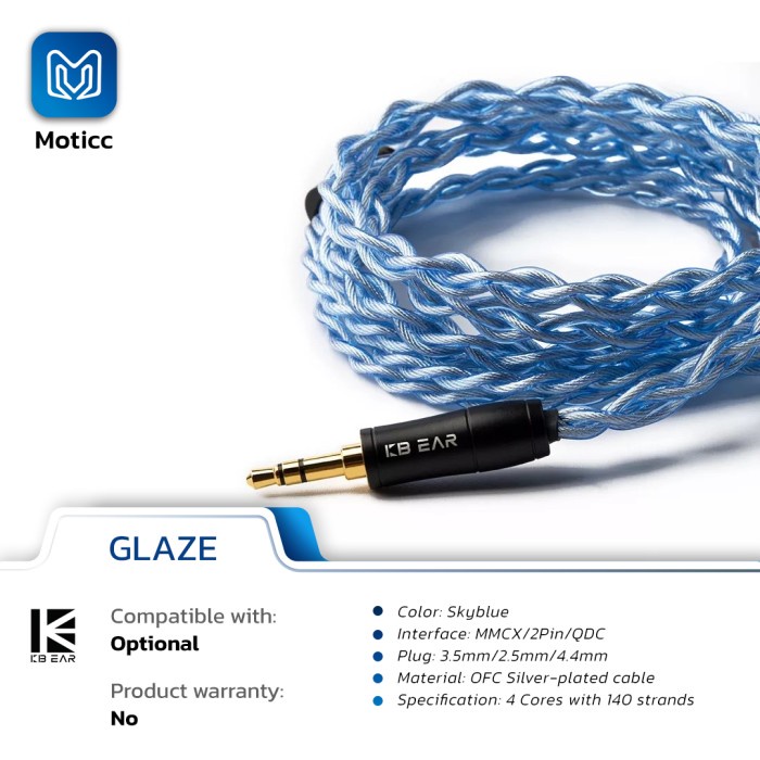 Jual KBEAR Glaze 4 Core High Purity OFC Silver Plated Cable Upgrade In Ear | Shopee Indonesia
