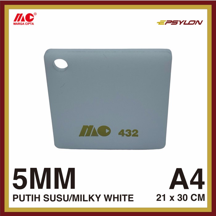 Jual Acrylic Akrilik Marga Cipta MC Lembaran Putih Susu #432 5mm uk. A4 ...