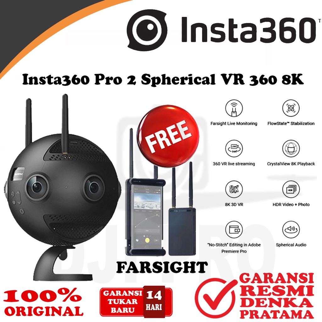 Jual Insta360 Pro II + Farsight / Insta 360 Pro 2 Spherical VR 360 8K Camera - RESMI | Shopee ...