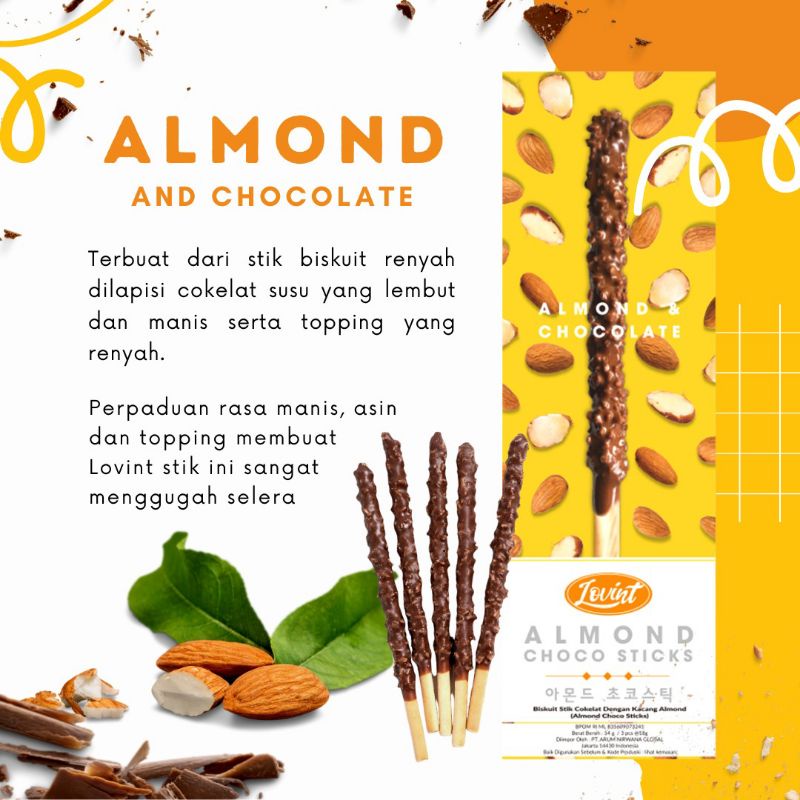 Jual Lovint crunky choco stick/Lovint almond/popping candy choco stick ...