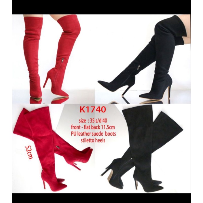 Jual Sepatu highheels boot suede shoes - sepatu show pesta hitam merah ...