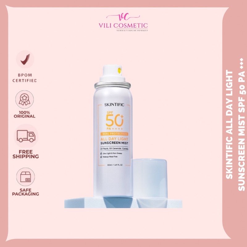 Jual SKINTIFIC All Day Light Sunscreen Mist SPF50 PA++++ Sunscreen Spray Anti UV Wajah/Body ...