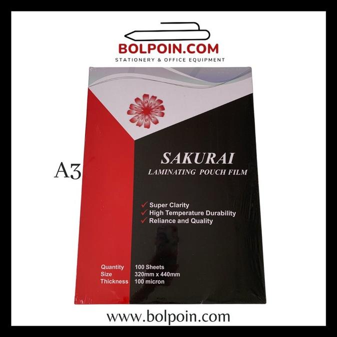 Jual PLASTIK MIKA LAMINATING SAKURAI A3/ PLASTIK JILID A3 100MICRON ...
