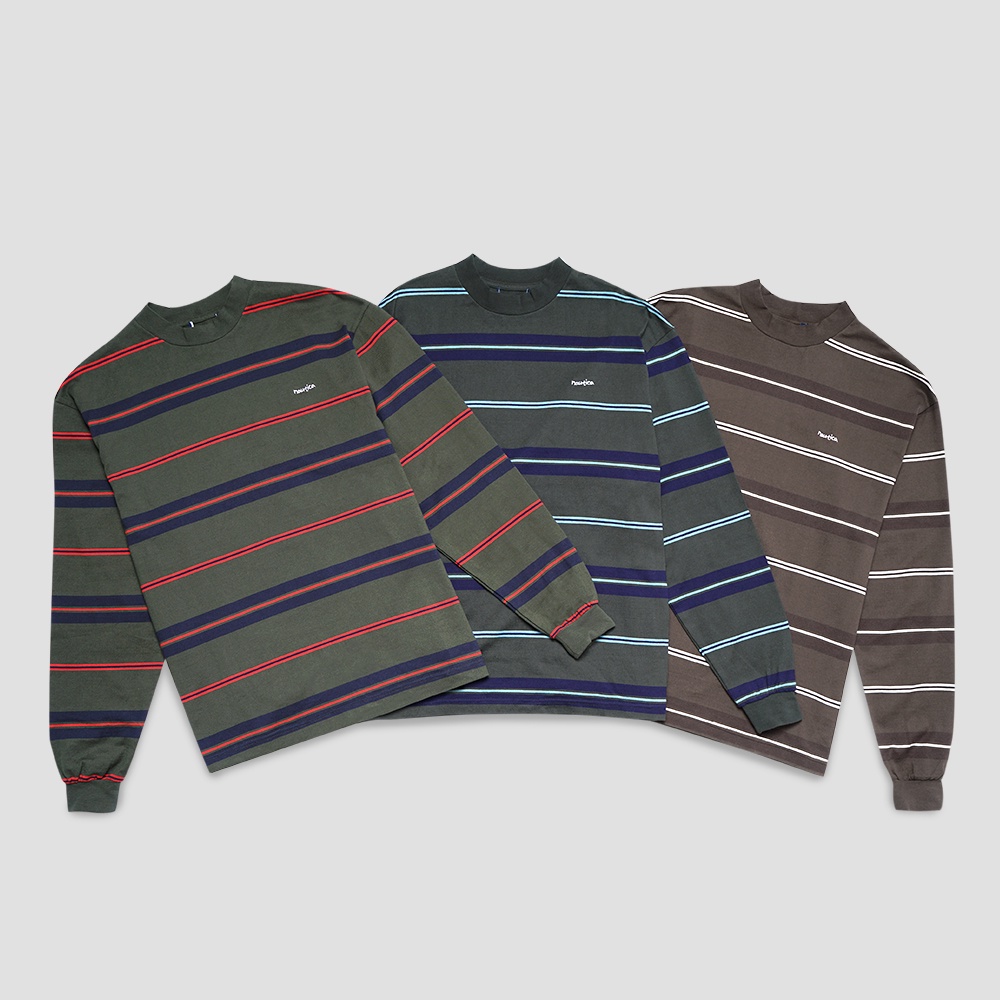 Jual NTC Japan Striped Mockneck Long Sleeve T-Shirt | Shopee Indonesia
