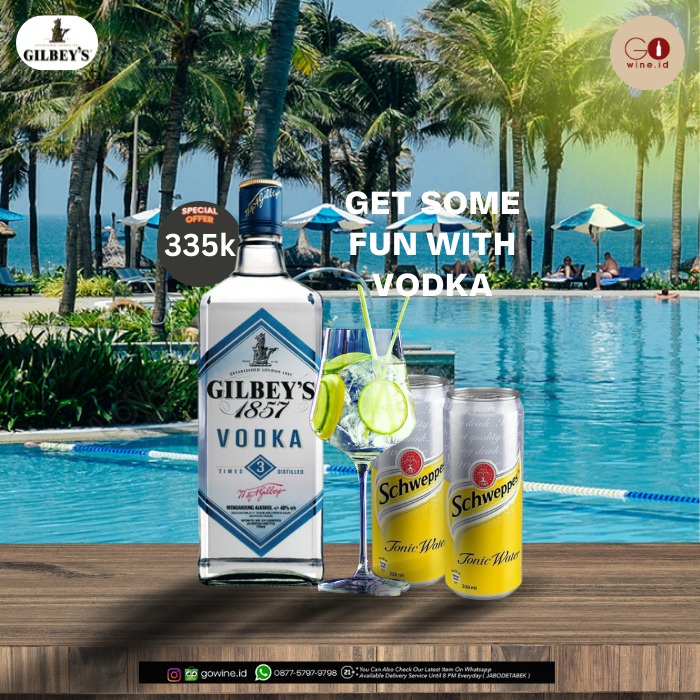 Jual Gilbey's Vodka 700ml + 2 Schweppes Water Can 330ml Tonic Soda ...